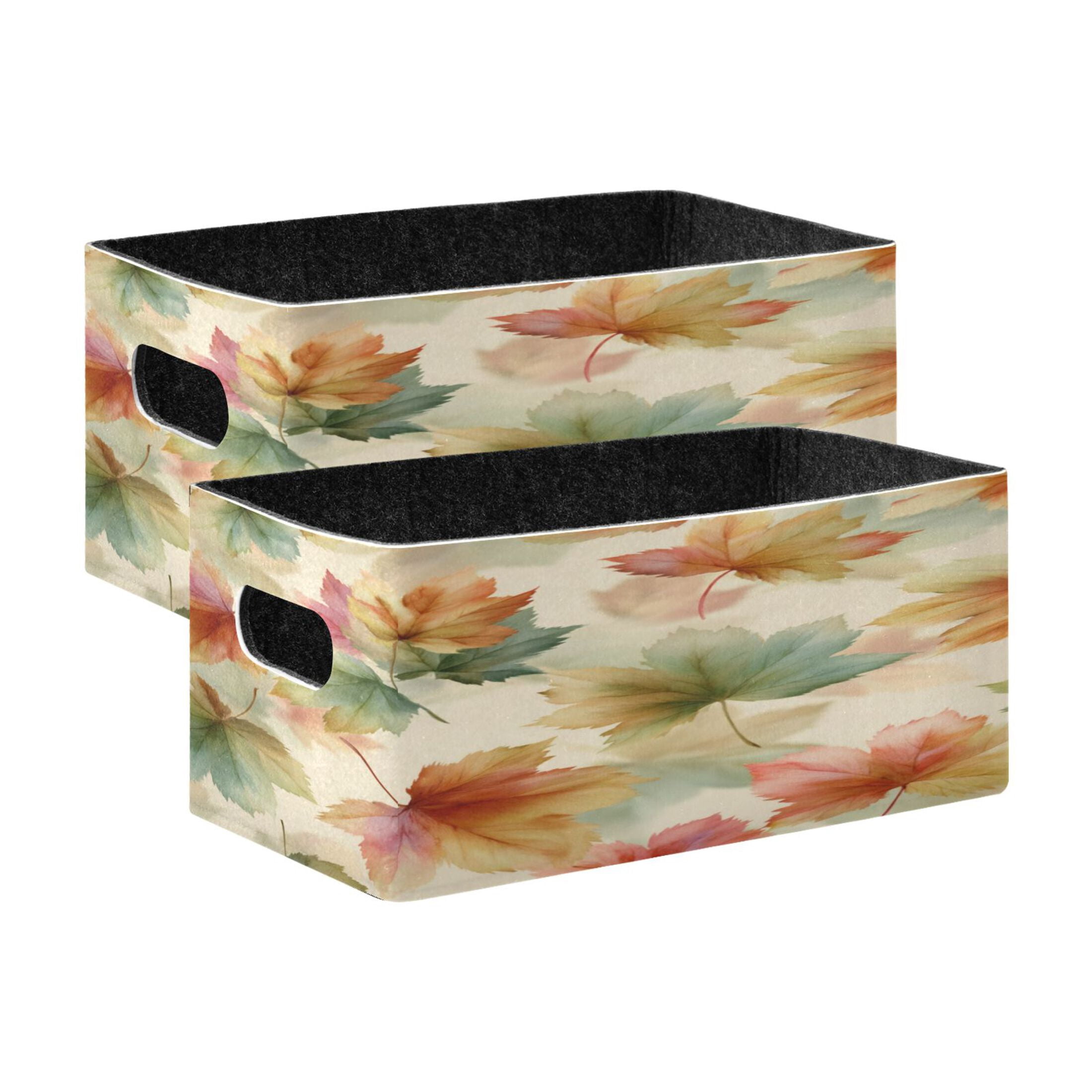 2 Pcs Foldable Felt Storage Bins Decorative Fabric Organizer Baskets ...