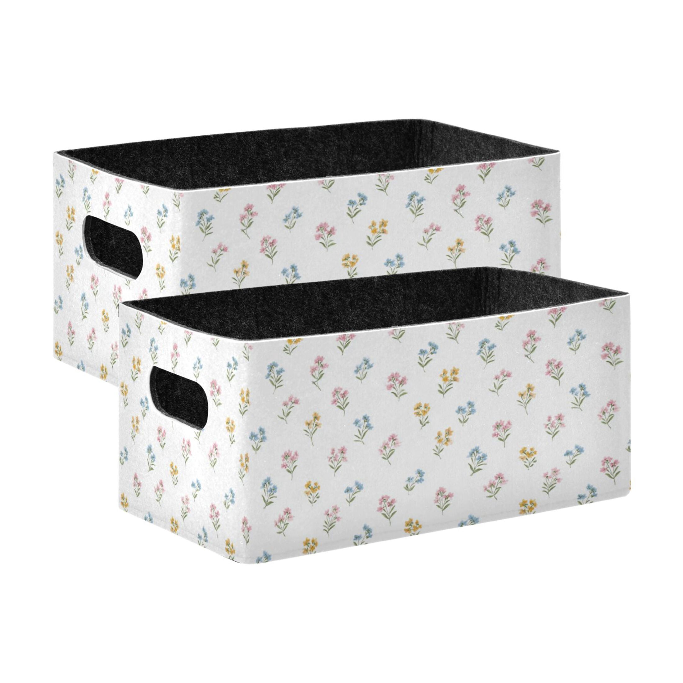 2 Pcs Foldable Felt Storage Bins Decorative Fabric Organizer Baskets ...