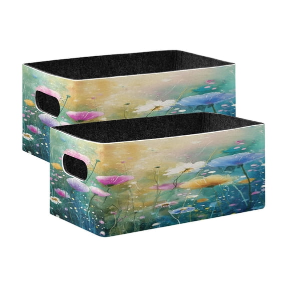 2 Pcs Foldable Felt Storage Bins Decorative Fabric Organizer Baskets ...
