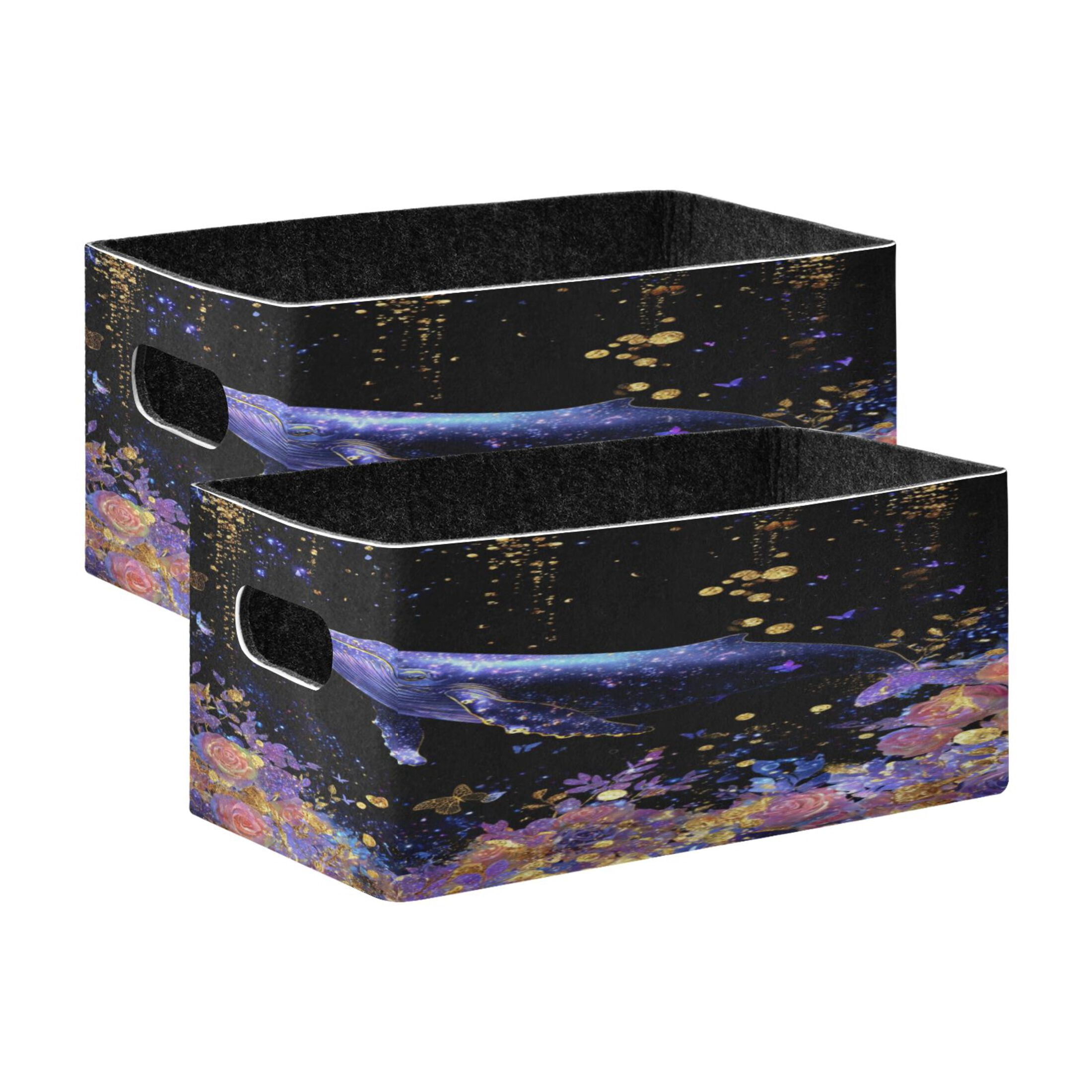 2 Pcs Foldable Felt Storage Bins Decorative Fabric Organizer Baskets ...