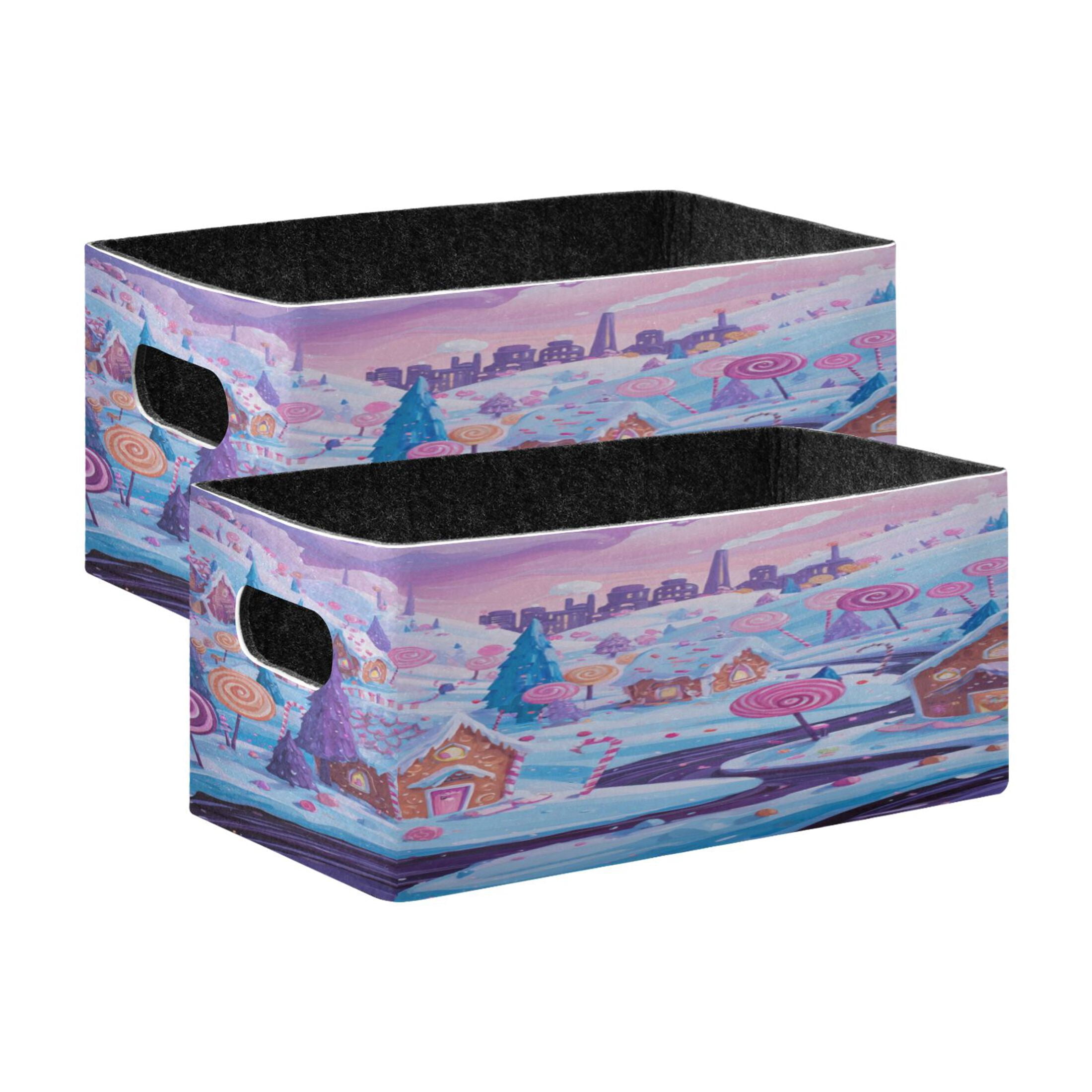 2 Pcs Foldable Felt Storage Bins Decorative Fabric Organizer Baskets ...