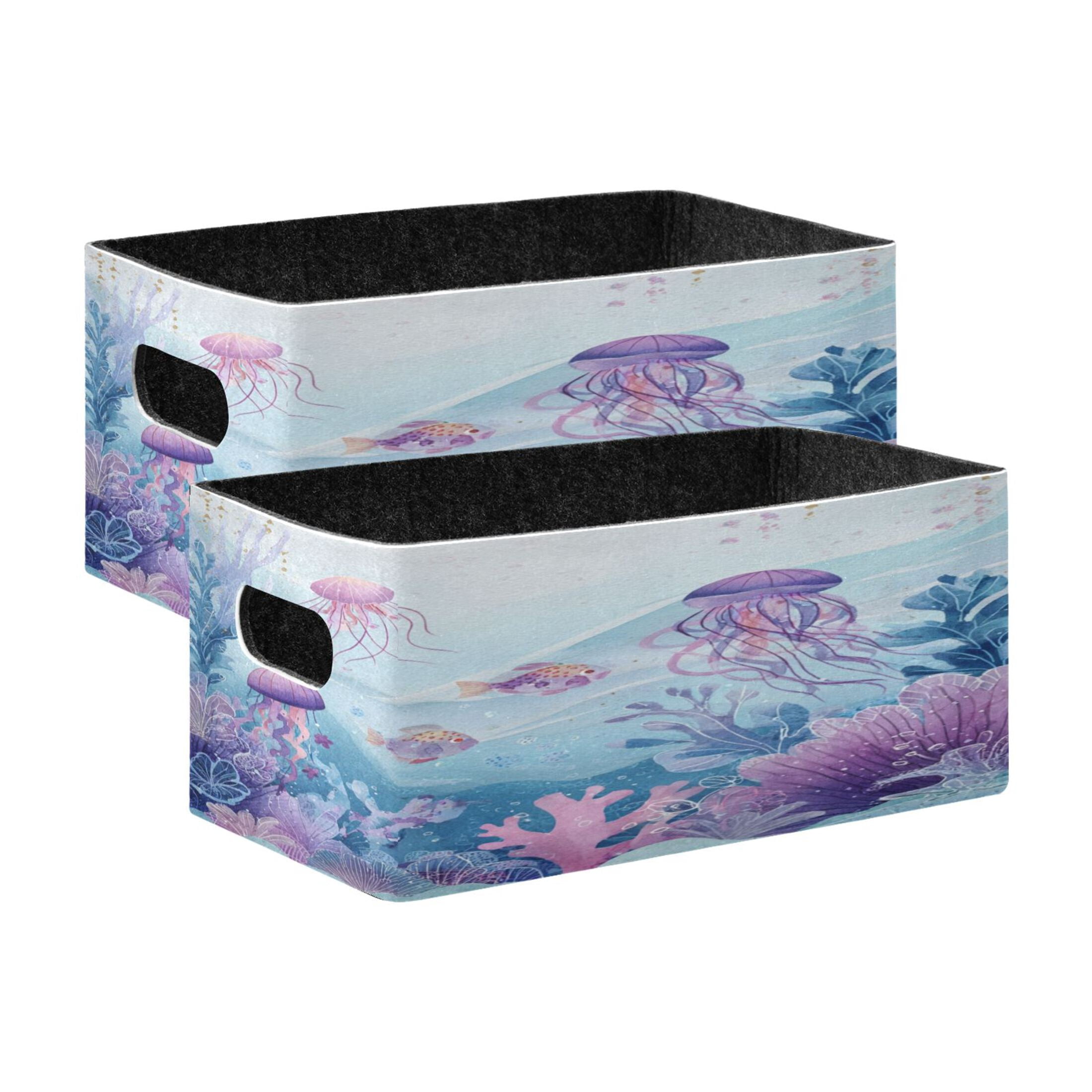 2 Pcs Foldable Felt Storage Bins Decorative Fabric Organizer Baskets ...
