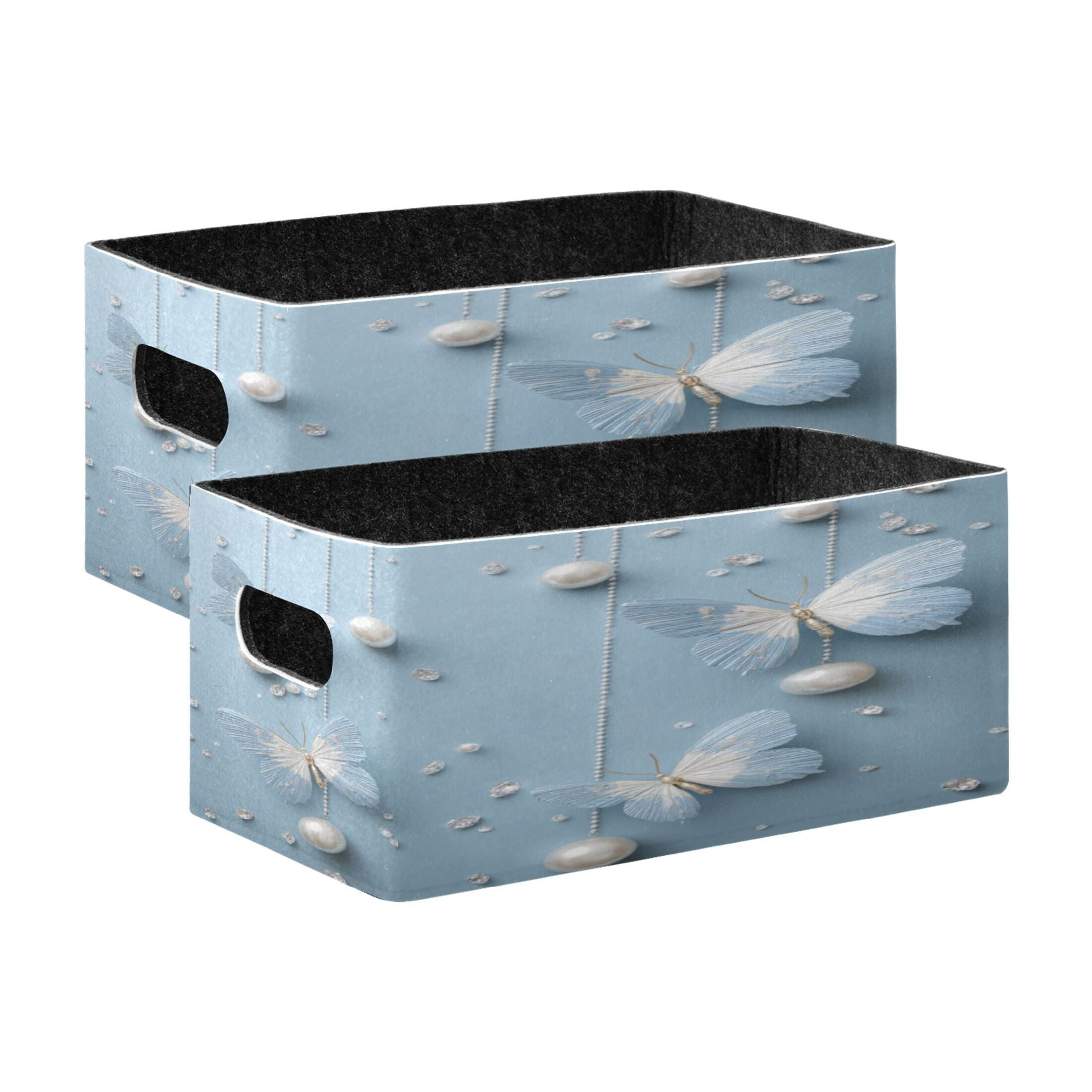2 Pcs Foldable Felt Storage Bins Decorative Fabric Organizer Baskets ...
