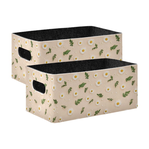 2 Pcs Foldable Felt Storage Bins Decorative Fabric Organizer Baskets ...