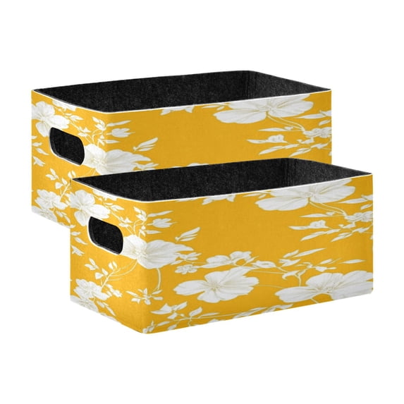2 Pcs Foldable Felt Storage Bins Decorative Fabric Organizer Baskets ...