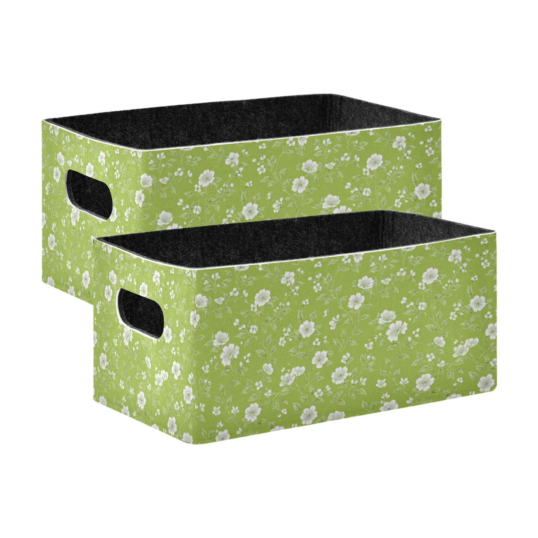 2 Pcs Foldable Felt Storage Bins Decorative Fabric Organizer Baskets ...