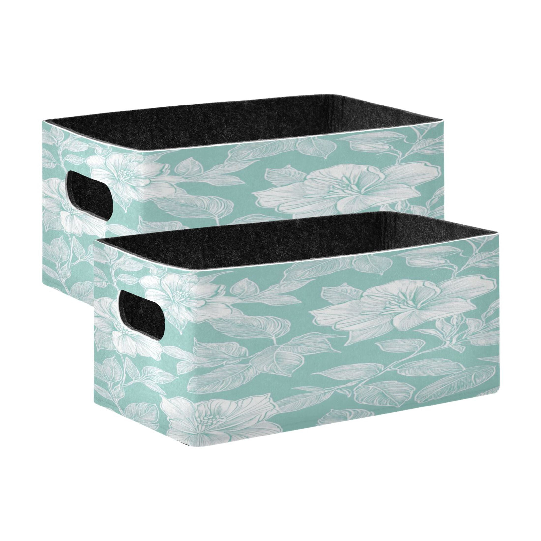 2 Pcs Foldable Felt Storage Bins Decorative Fabric Organizer Baskets ...