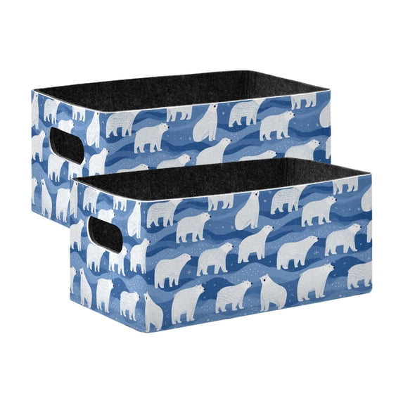 2 Pcs Foldable Felt Storage Bins Decorative Fabric Organizer Baskets ...