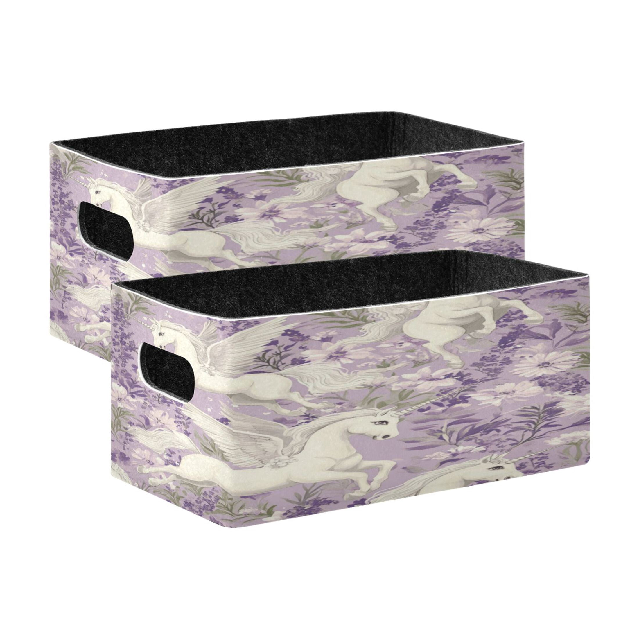 2 Pcs Foldable Felt Storage Bins Decorative Fabric Organizer Baskets ...