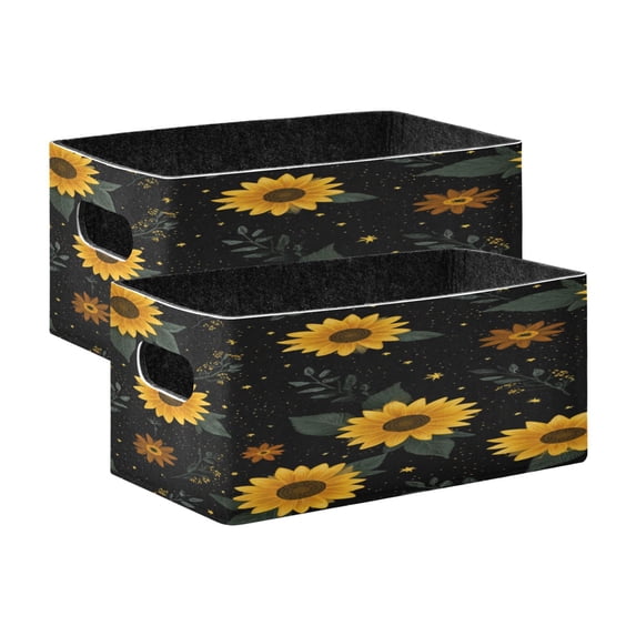 2 Pcs Foldable Felt Storage Bins Decorative Fabric Organizer Baskets ...