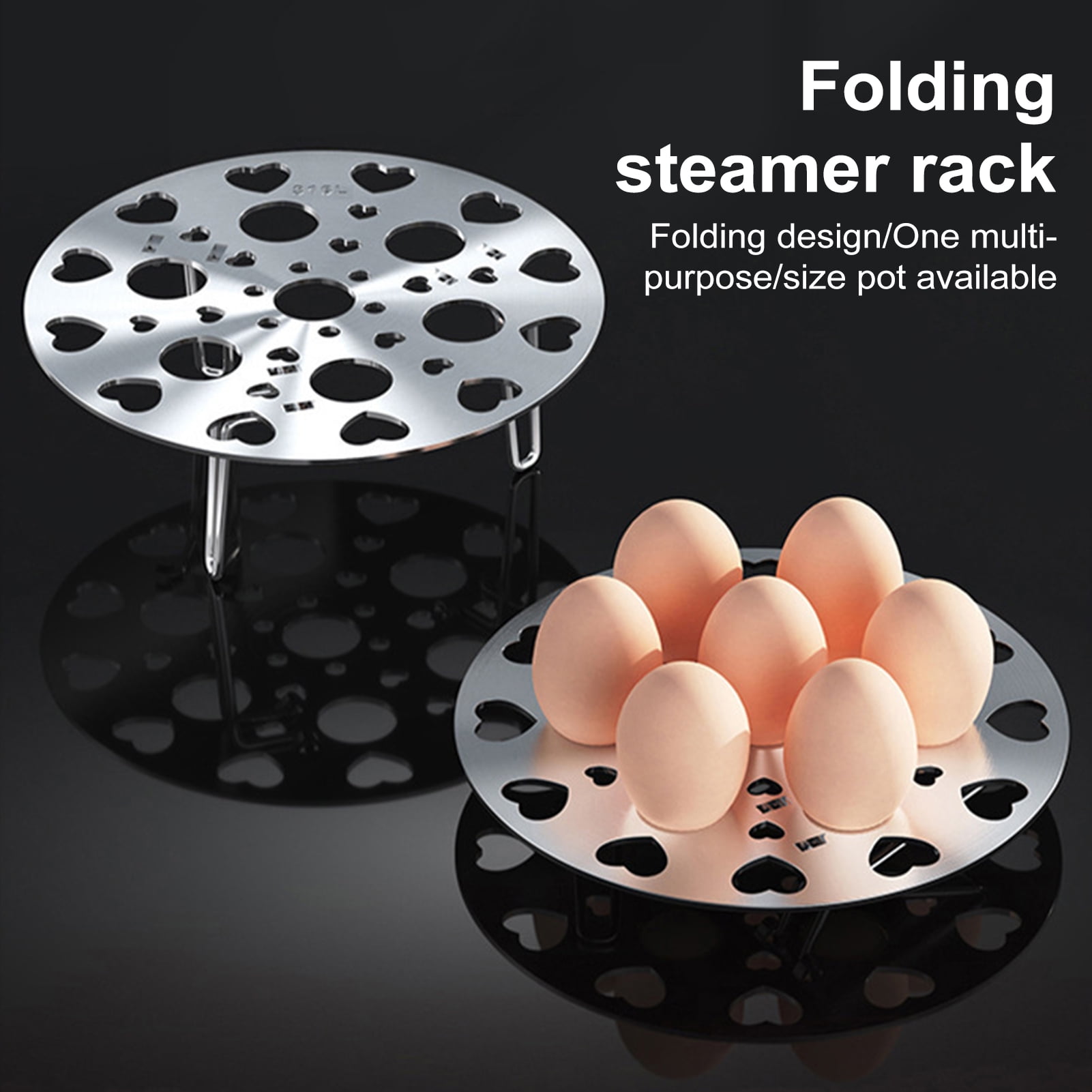 2 Pcs Foldable Steam Rack Stainless Steel Steamer Tray with Detachable ...