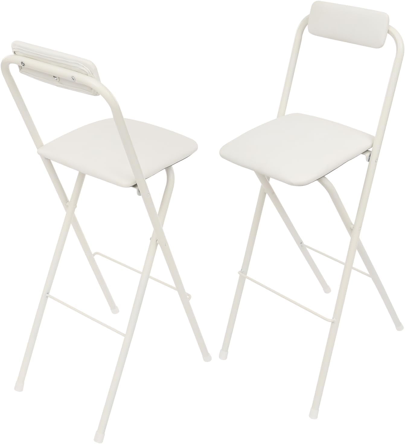 2 Pcs Folding Bar Stool with Backrest, 29.53 Tall Folding Chair ...