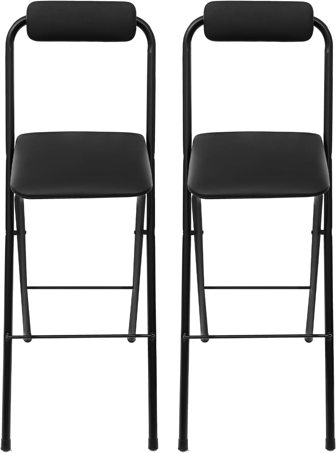 2 Pcs Folding Bar Stool with Backrest, 29.53in Counter Height Stool ...