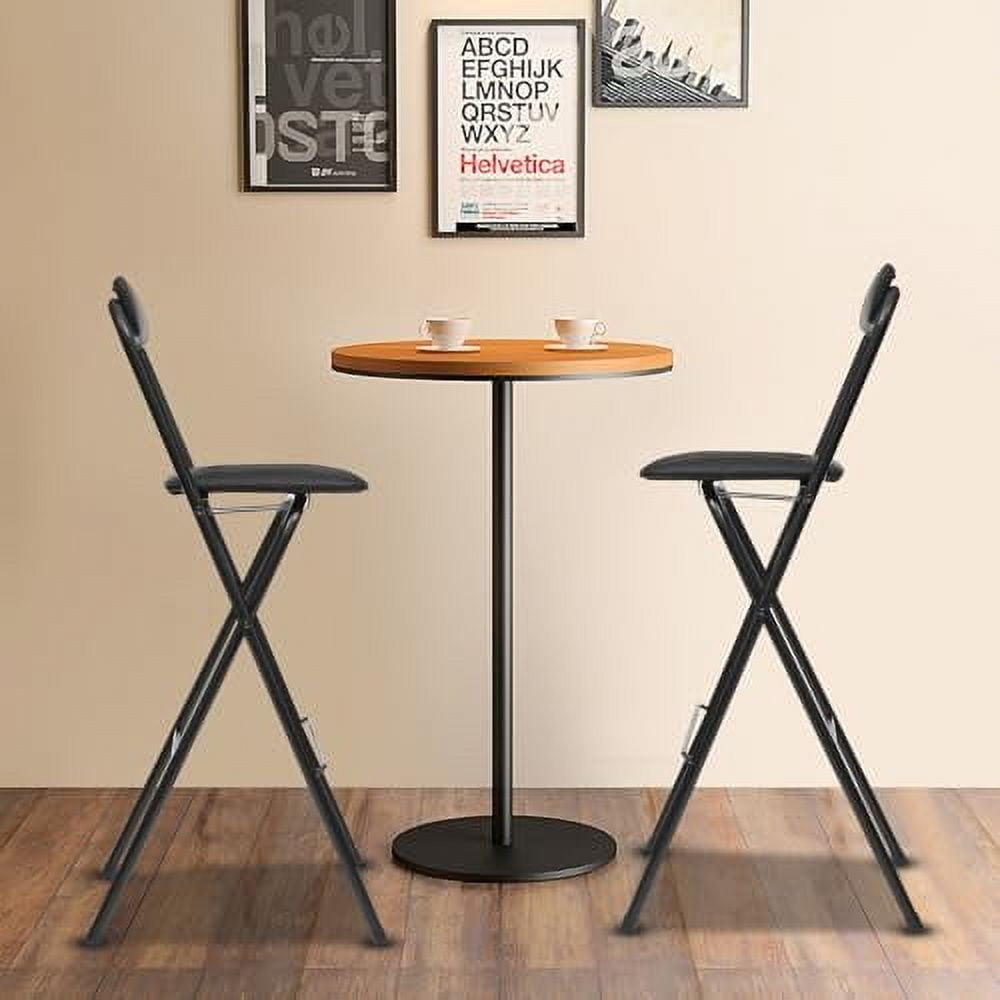 2 Pcs Folding Bar Stool with Backrest, 29.53in Counter Height Stool ...