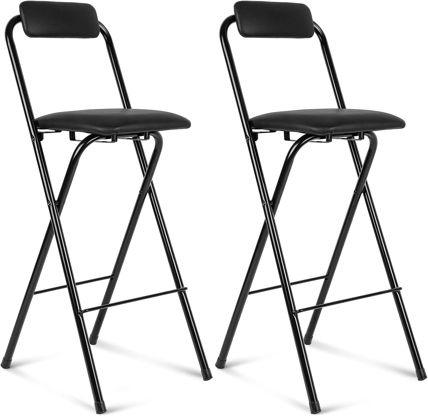 2 Pcs Folding Bar Stool with Backrest, Tall Foldable Stool Chair ...