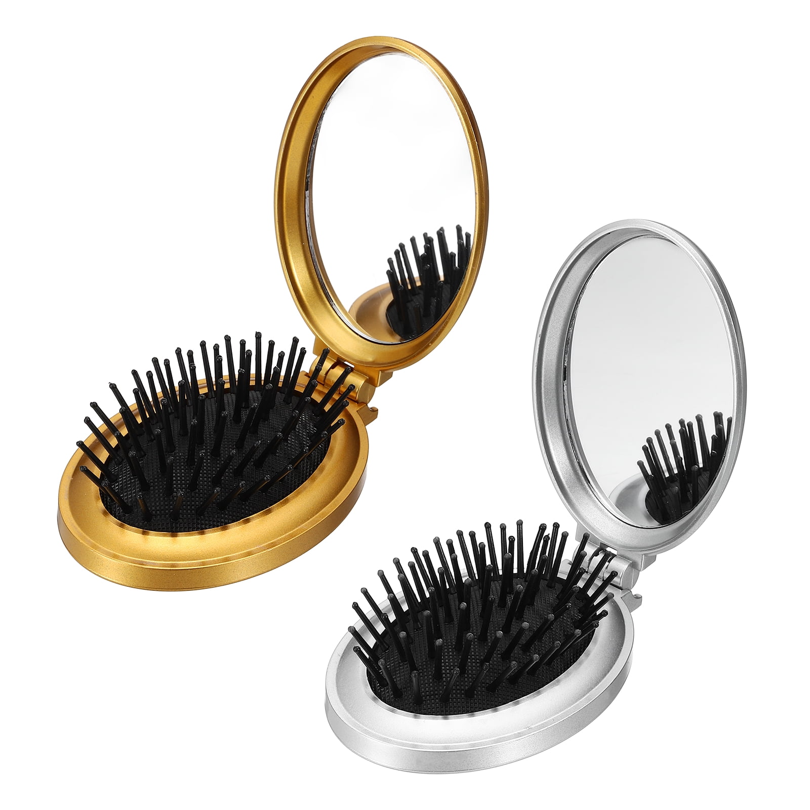 2 Pcs Folding Hair Brush, Mini Hair Brush with Mirror, Portable Oval ...