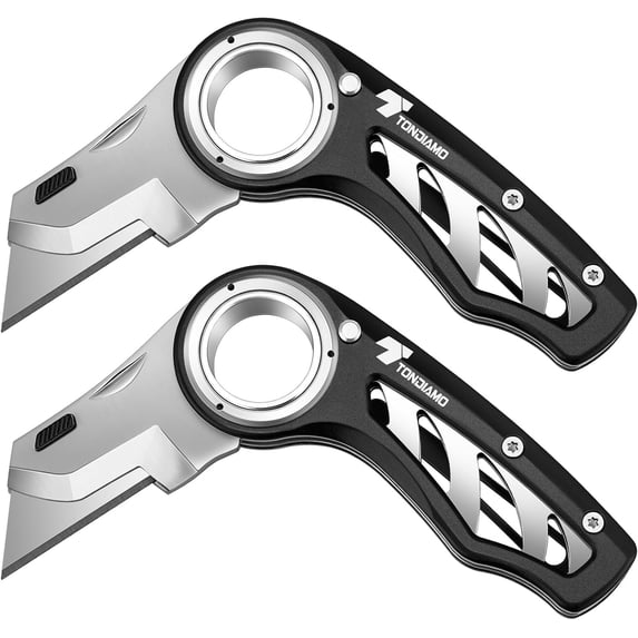 2 Pcs Folding Pocket Utility Knife Heavy Duty Box Cutter Folding Razor ...
