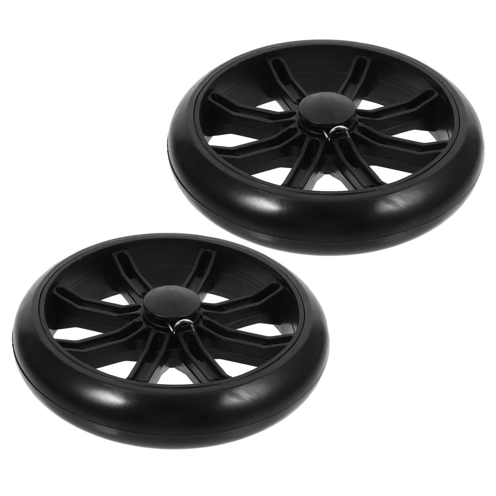 2 Pcs Folding Shopping Cart Go Carts Wheel Heavy Duty Tension Rod Black ...