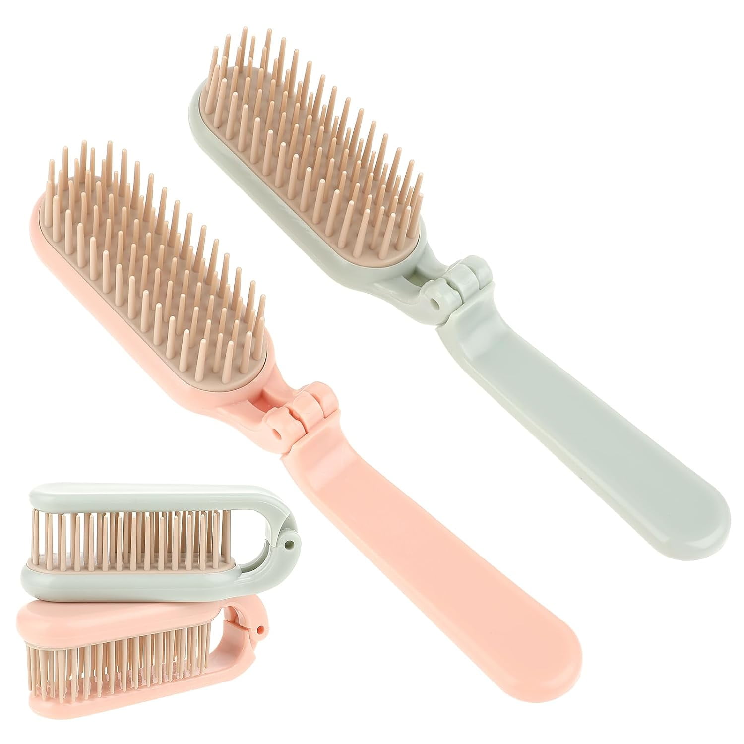 2 Pcs Folding Travel Hair Brush Mini Hairbrush Hair Comb Foldable ...