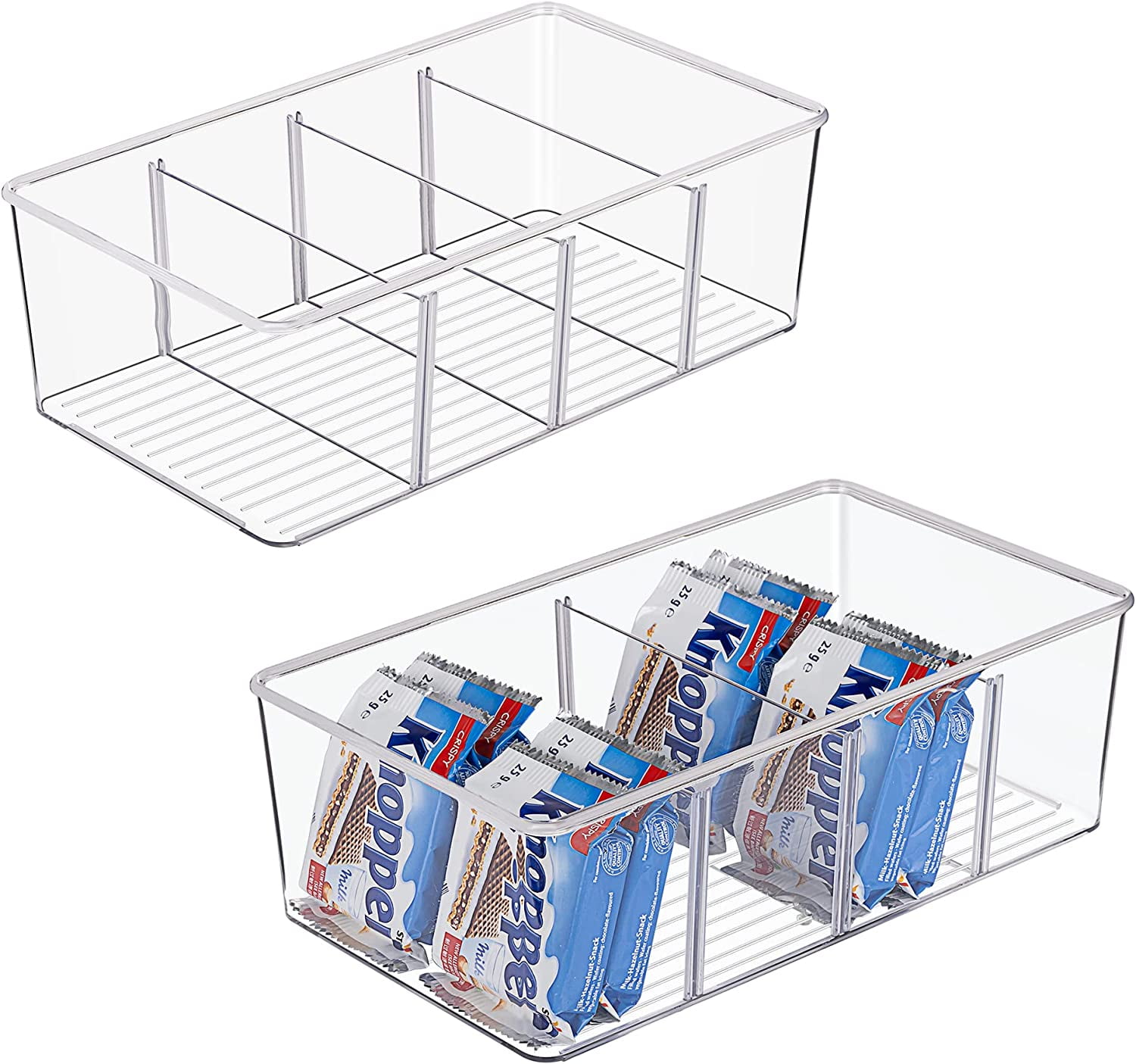 2 Pcs Food Clear Plastic Storage Organizer Bins with Removable ...