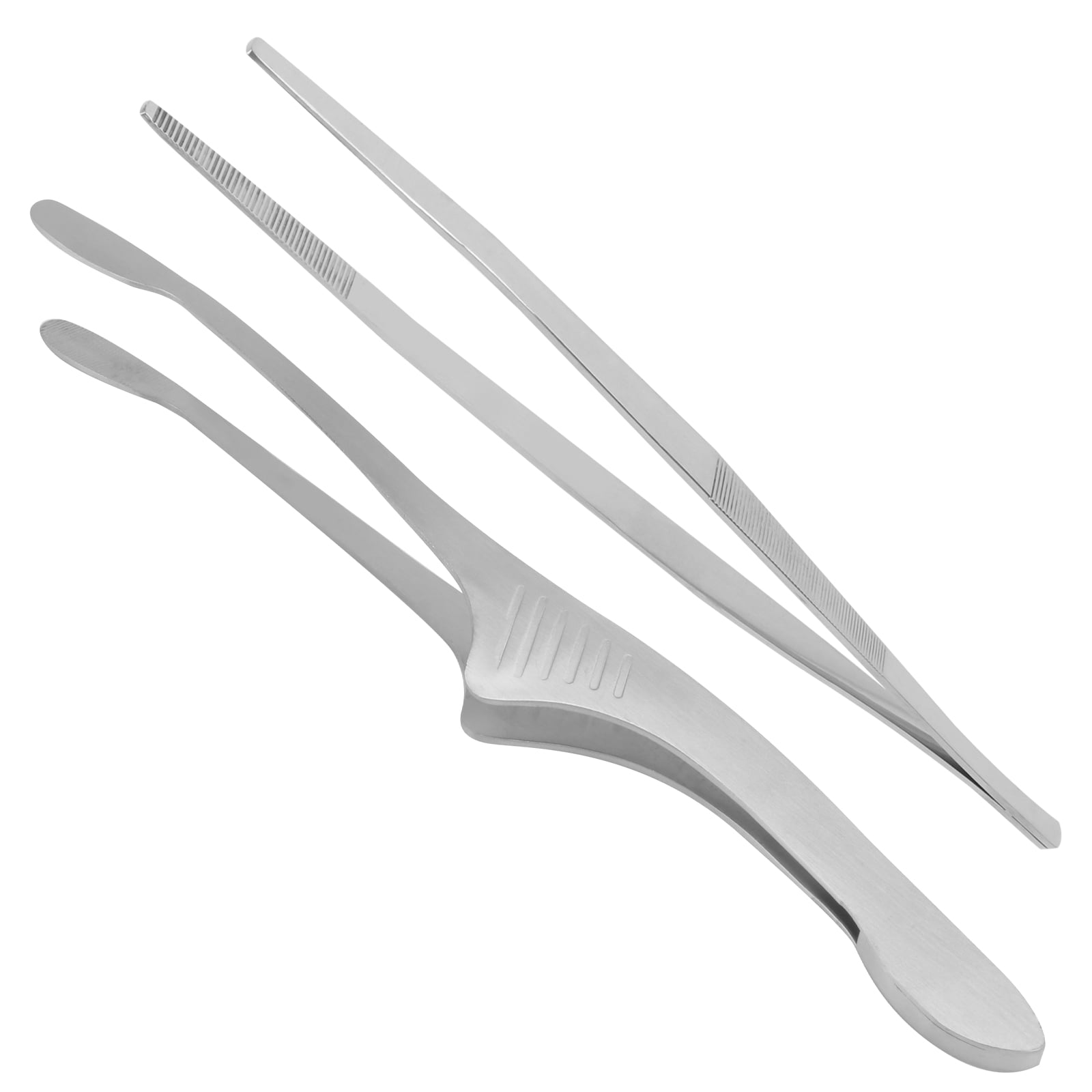 2 Pcs Food Grill Stainless Steel Barbecue Tongs Salad Kitchen Snack ...