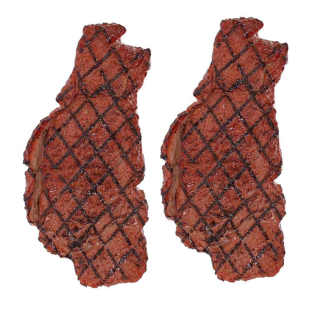 2 Pcs Food Model Grill Toy Fake Meat Simulation Steak Prop Simulated ...