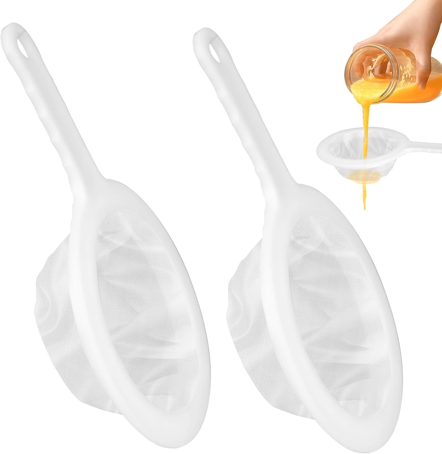 2 Pcs Food Strainer Fine Nylon Mesh Filter Spoon Kitchen Juicing Sieve ...