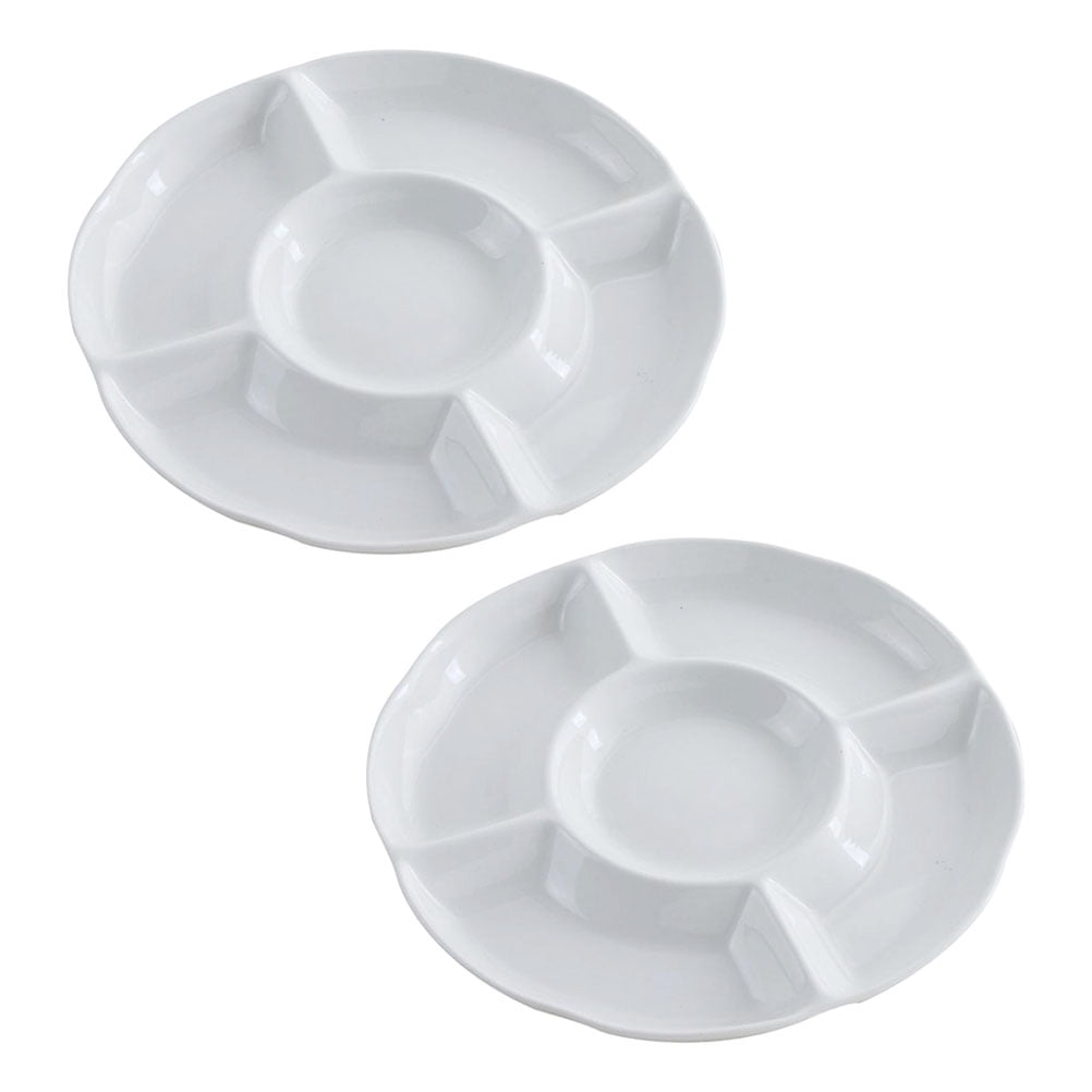 CHICHUMID Plastic Divided Serving Plate White 2Pack 9 Inches - Walmart.com