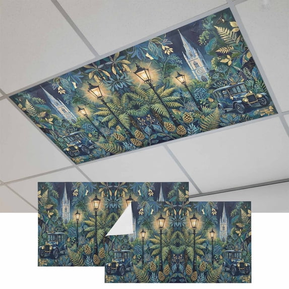 2 Pcs Forest Night Fluorescent Light Covers Country Church Car ...