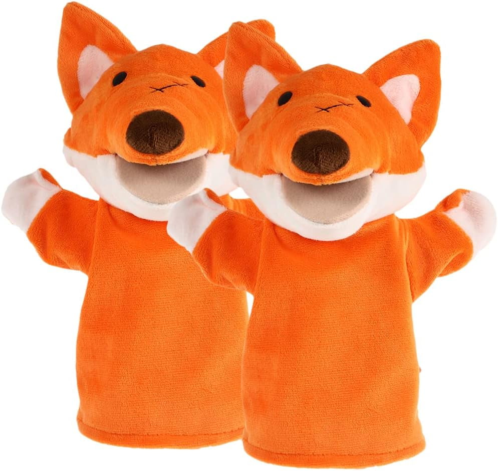 2 Pcs Fox Hand Puppet Plush Fox Hand Puppet with Movable Mouth Funny ...