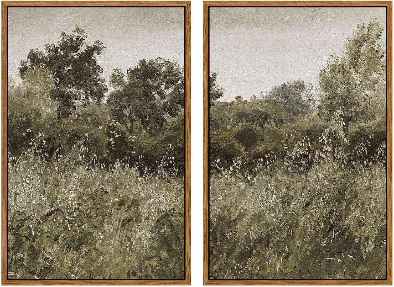 2 Pcs Framed Wall Art Vintage Farmhouse Decor, Retro Grassland ...