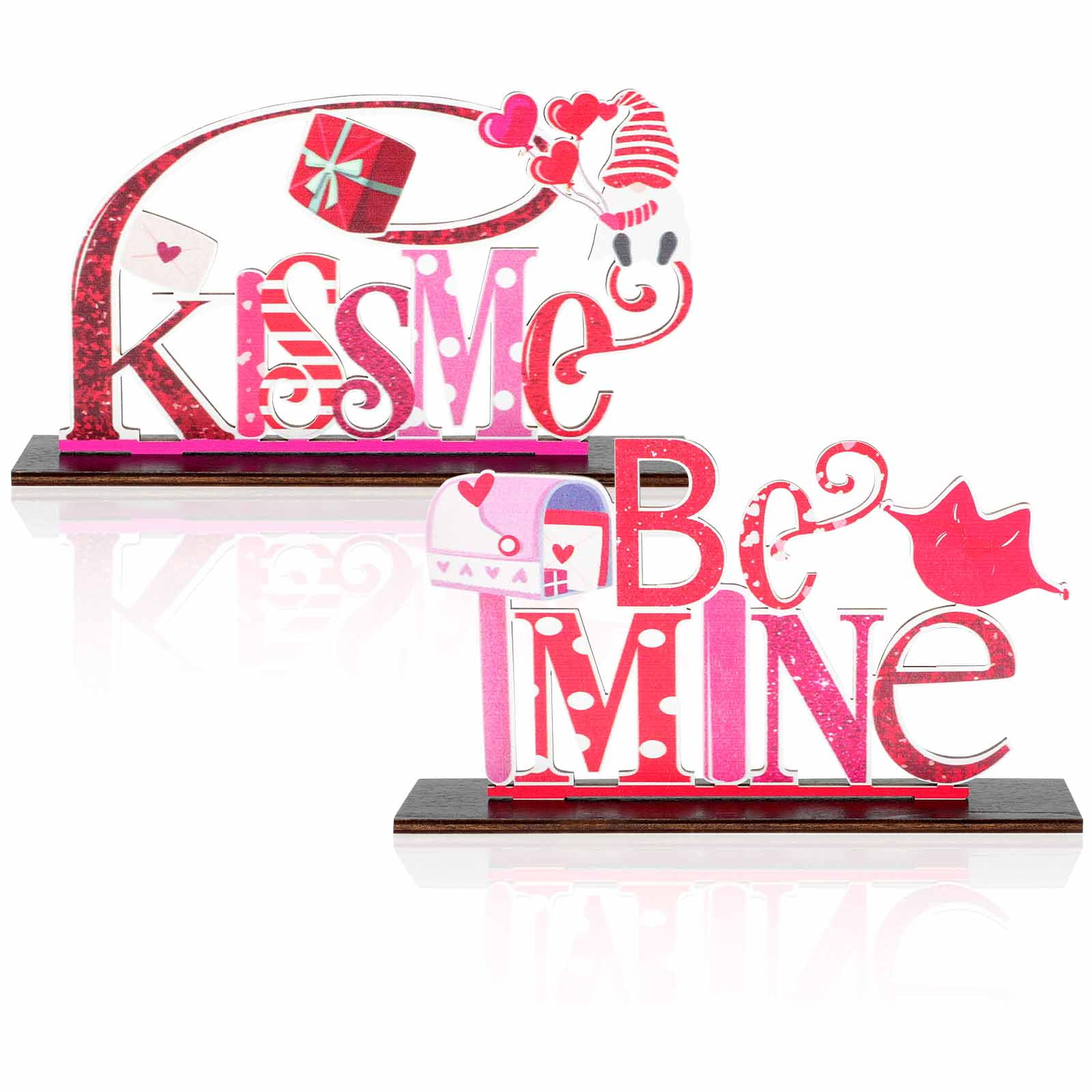 2 Pcs Free-standing Letter Sign Wood Photo Married Wedding Decor Red ...