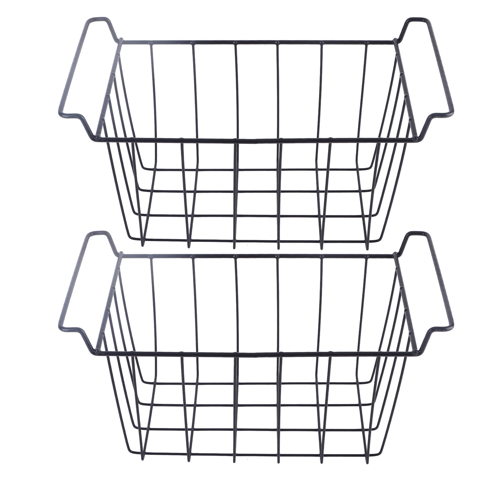 2 Pcs Freezer Wire Storage Basket PE Coated Metal Hanging Rack Freezer ...