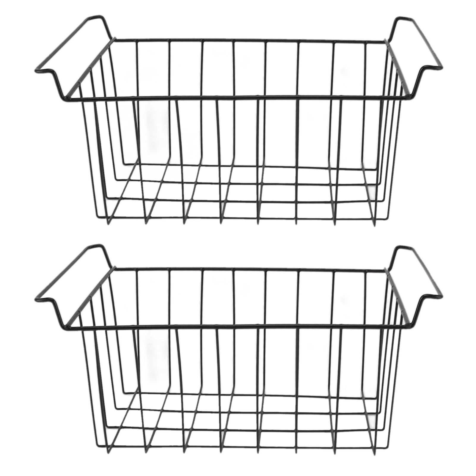 2 Pcs Freezer Wire Storage Basket PE Coated Metal Hanging Rack Freezer ...