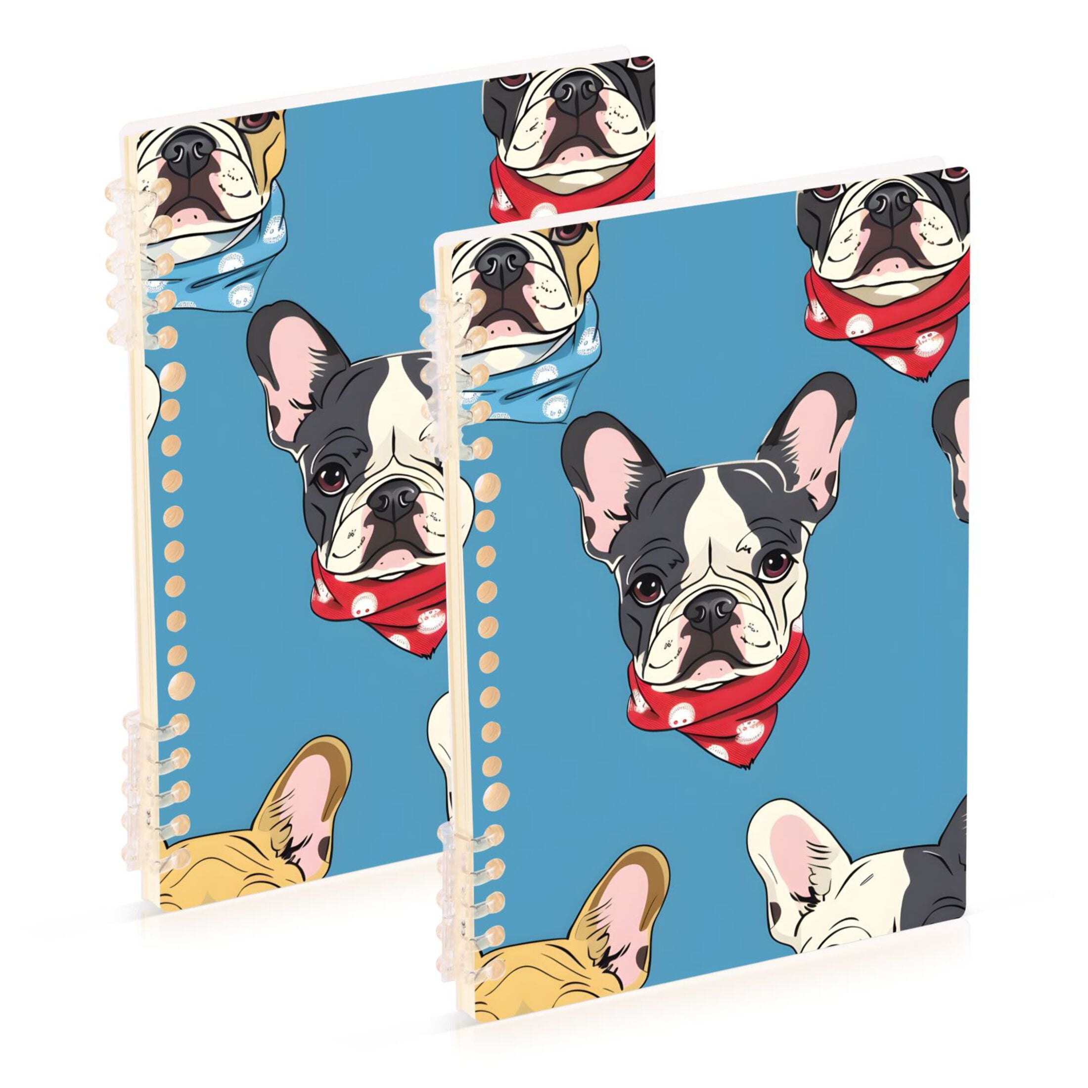 2 Pcs French Bulldog with Scarf Spiral Notebooks 60 Sheets 120 Pages A5 ...