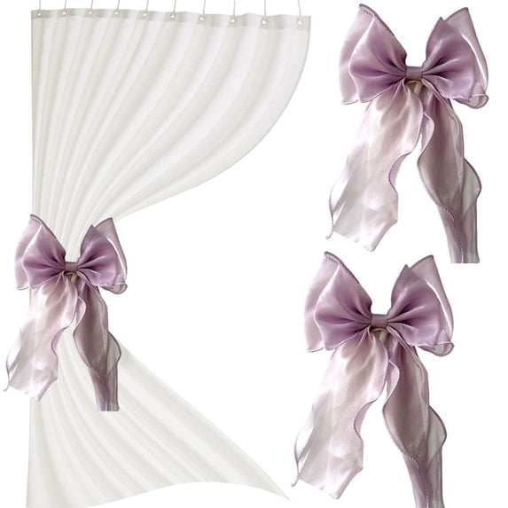 2 Pcs French Silky Bow Curtain Tiebacks, Elegant Lace Ribbon for ...
