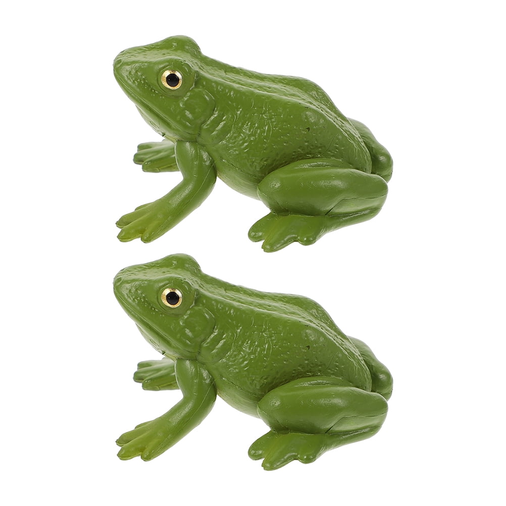 2 Pcs Frog Model Frogs Animals Cognitive Props Green Toys Botanical ...