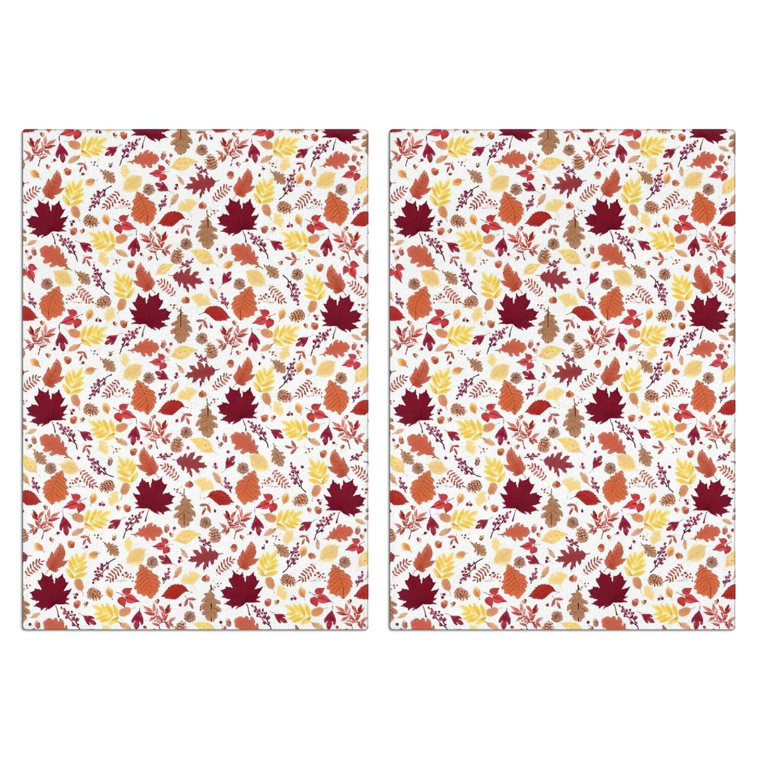 2 Pcs Funny Kitchen Towels,Autumn Fall Leaves Pattern Microfiber Dish ...