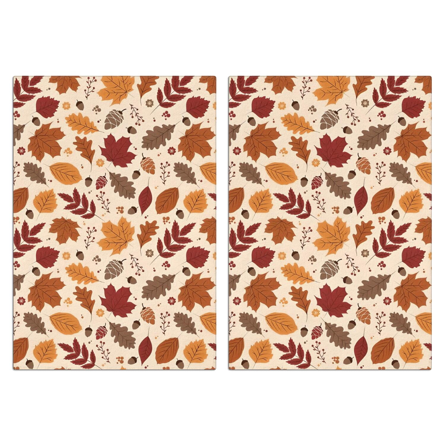 2 Pcs Funny Kitchen Towels,Autumn Fall Leaves Pattern Microfiber Dish ...