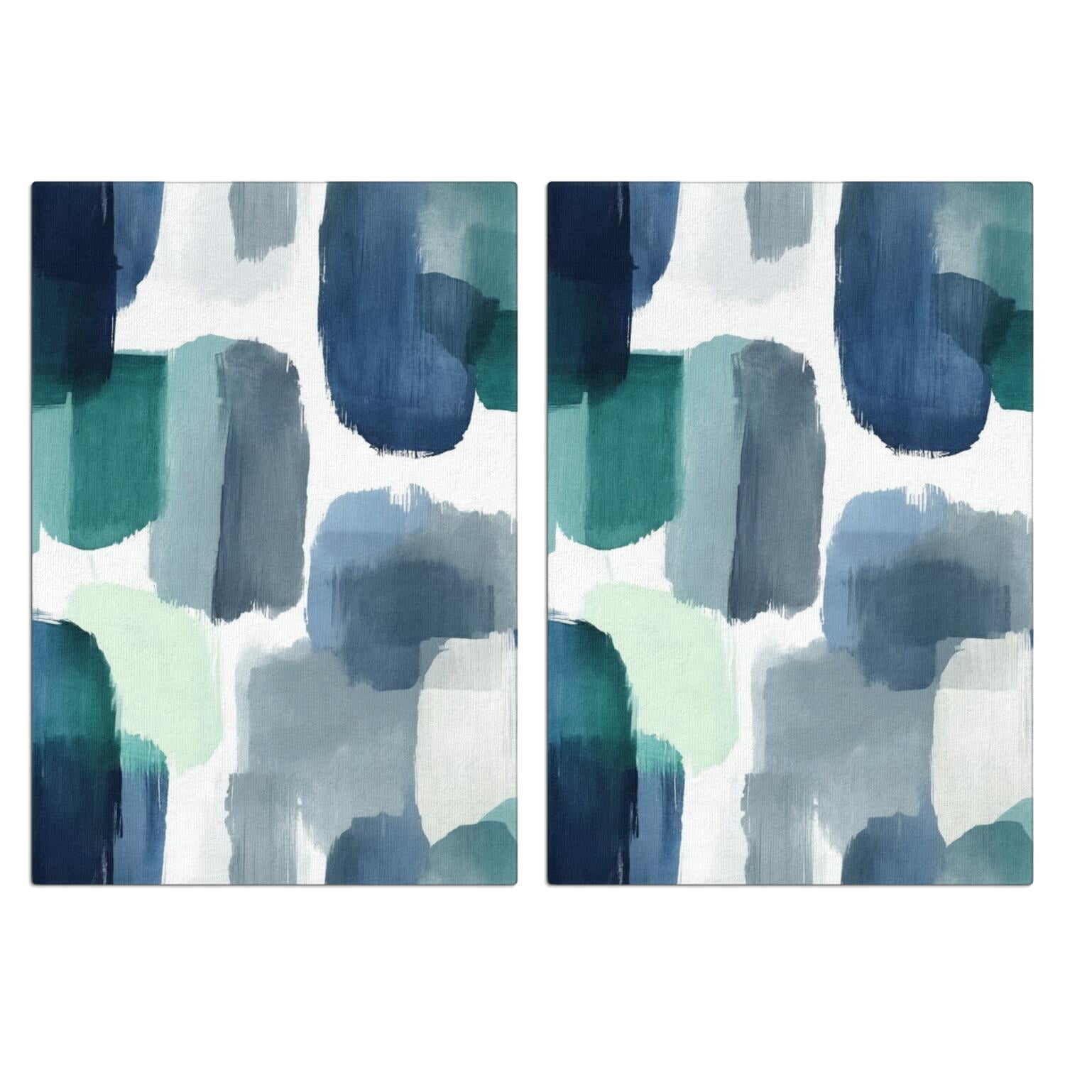 2 Pcs Funny Kitchen Towels,Blue and Grey Abstract Art Artwork ...
