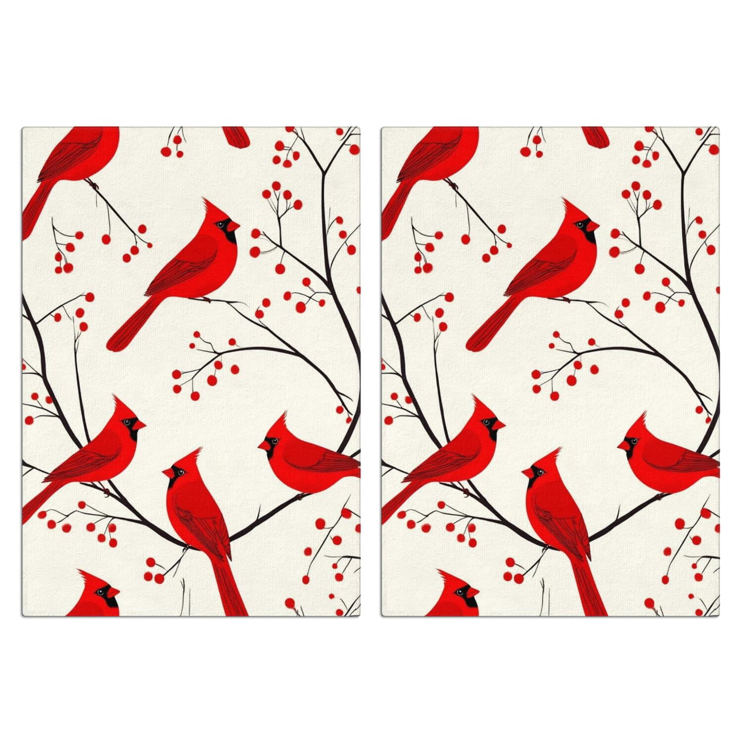 2 Pcs Funny Kitchen Towels,Cardinals on Branches Microfiber Dish Towels ...