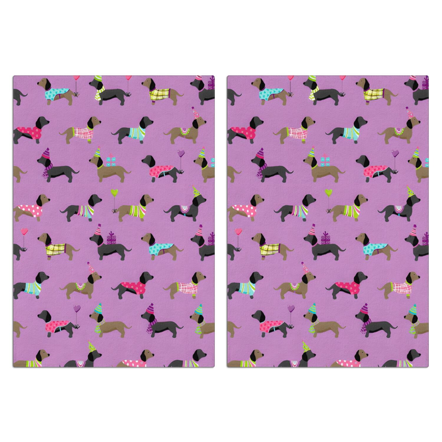 2 Pcs Funny Kitchen Towels,Colorful Funny Dachshund Microfiber Dish ...