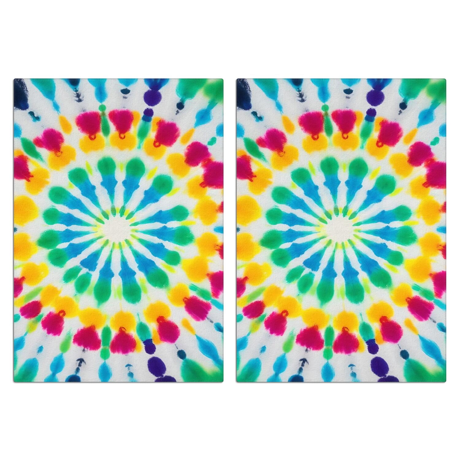 2 Pcs Funny Kitchen Towels,Colorful Rainbow Tie Dye Spiral Pattern ...