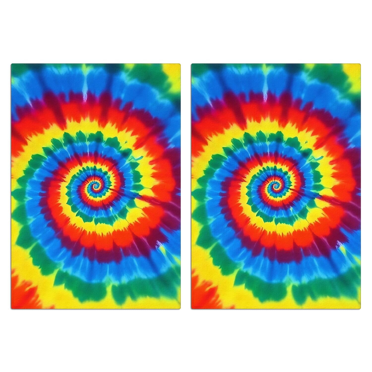 2 Pcs Funny Kitchen Towels,Colorful Rainbow Tie Dye Spiral Pattern ...