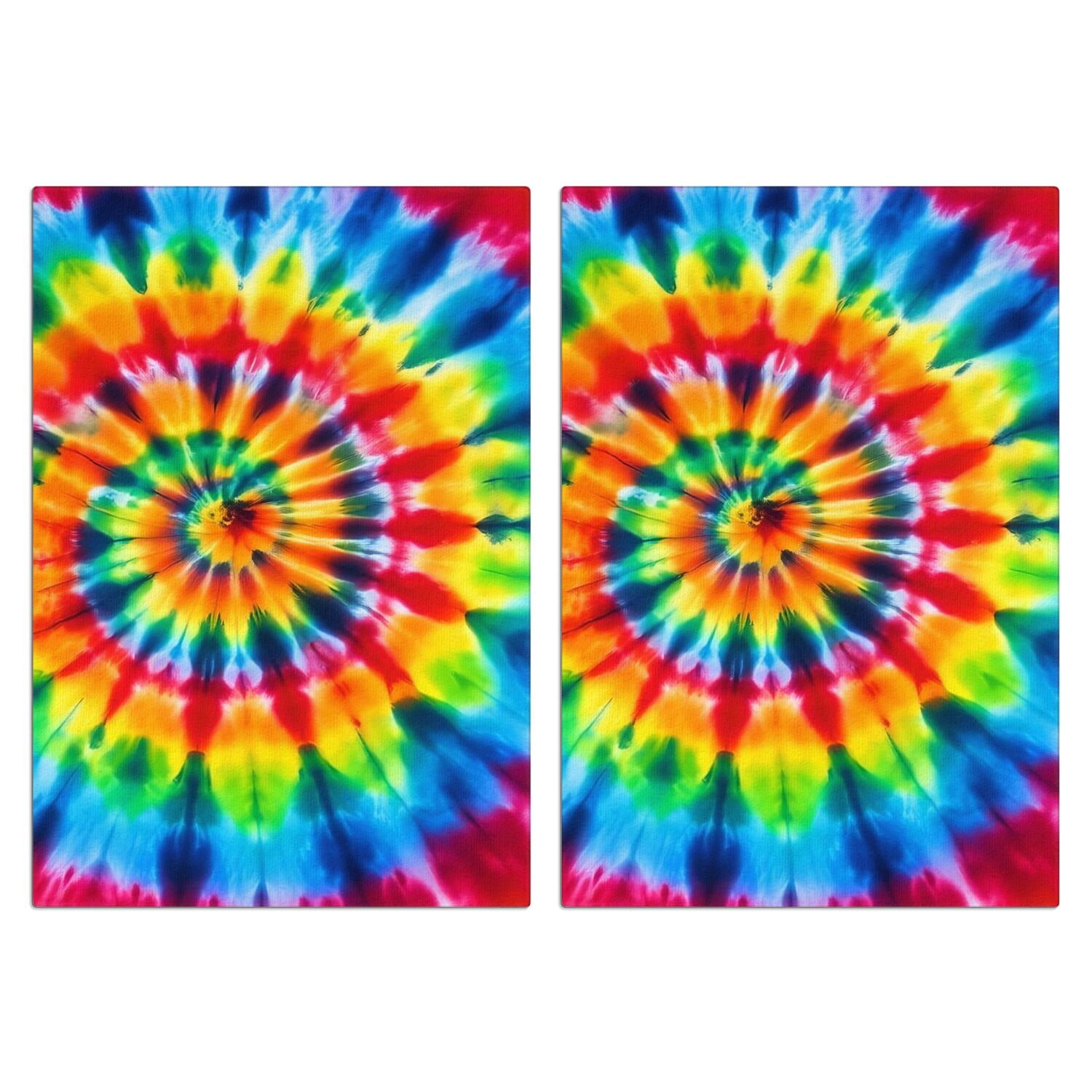 2 Pcs Funny Kitchen Towels,Colorful Tie Dye Rainbow Pattern Microfiber ...