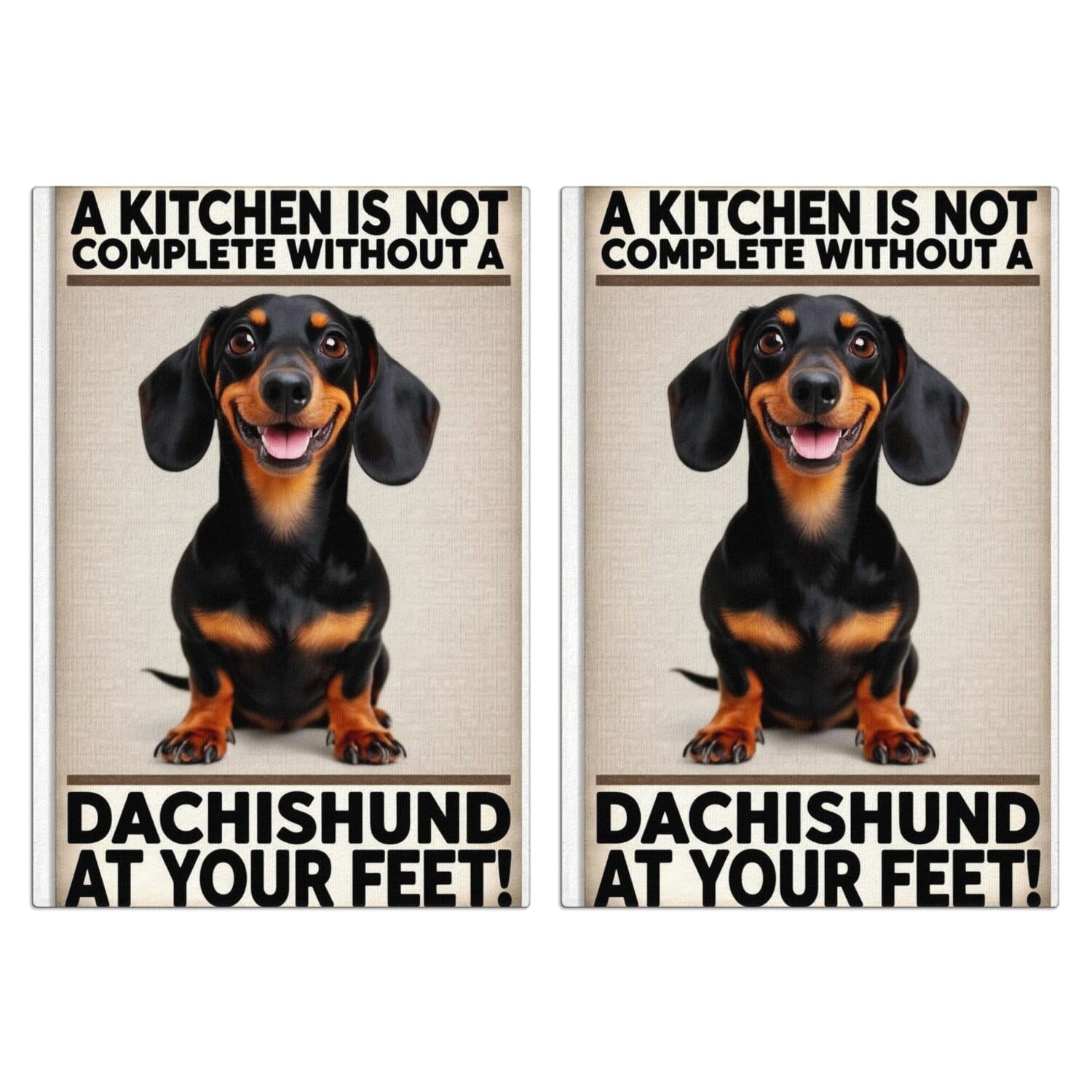 2 Pcs Funny Kitchen Towels,Dachshund Kitchen Quote Microfiber Dish ...