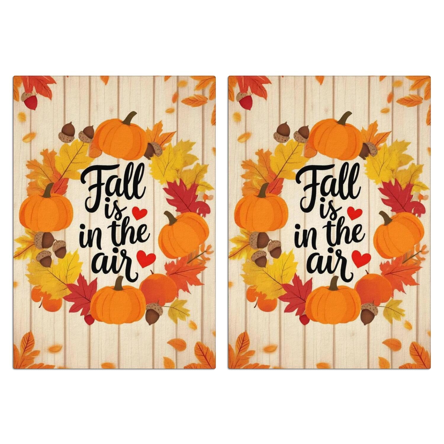 2 Pcs Funny Kitchen Towels,Fall Leaves Pumpkins Acorns Microfiber Dish ...