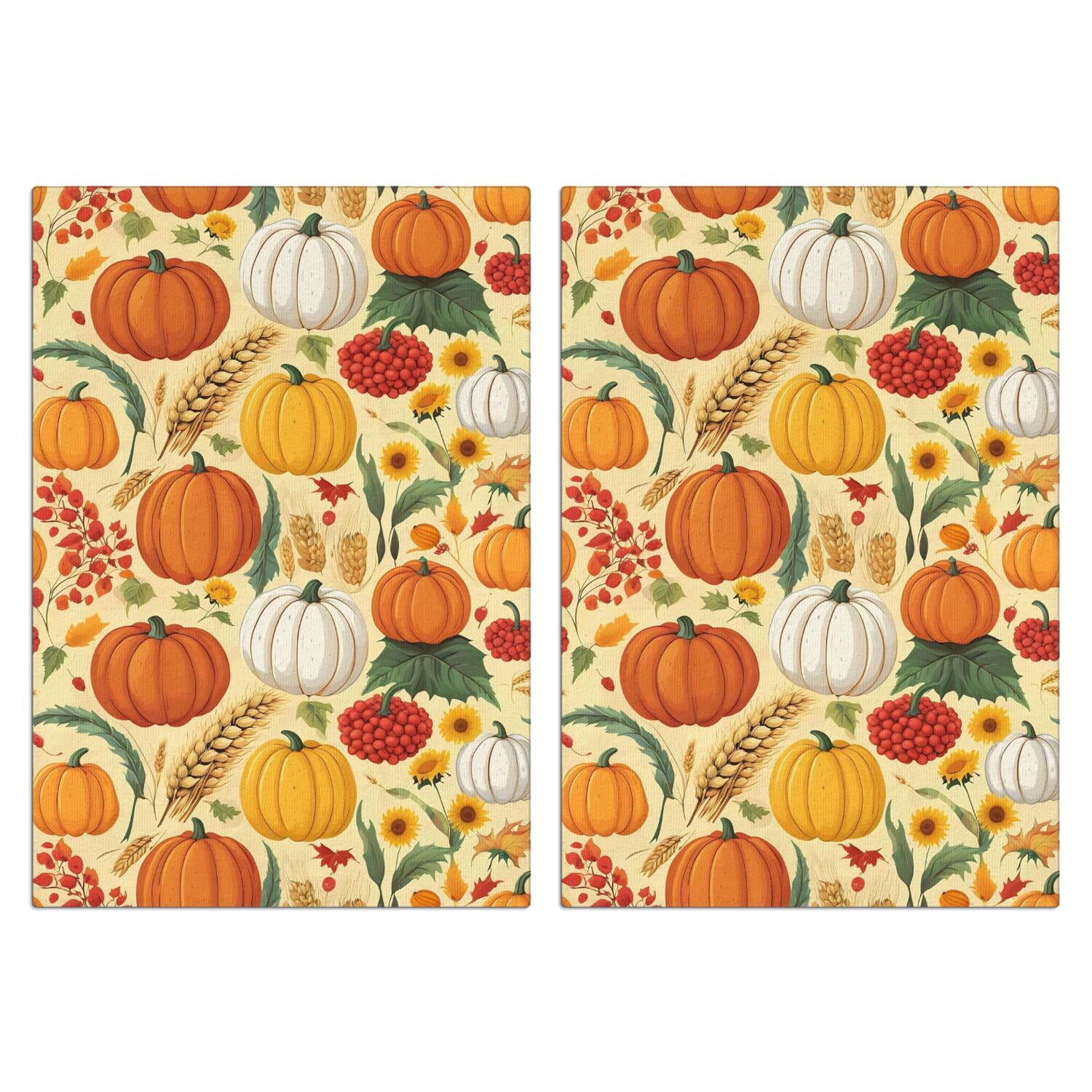 2 Pcs Funny Kitchen Towels,Fall Pumpkins Sunflowers Autumn Pattern ...