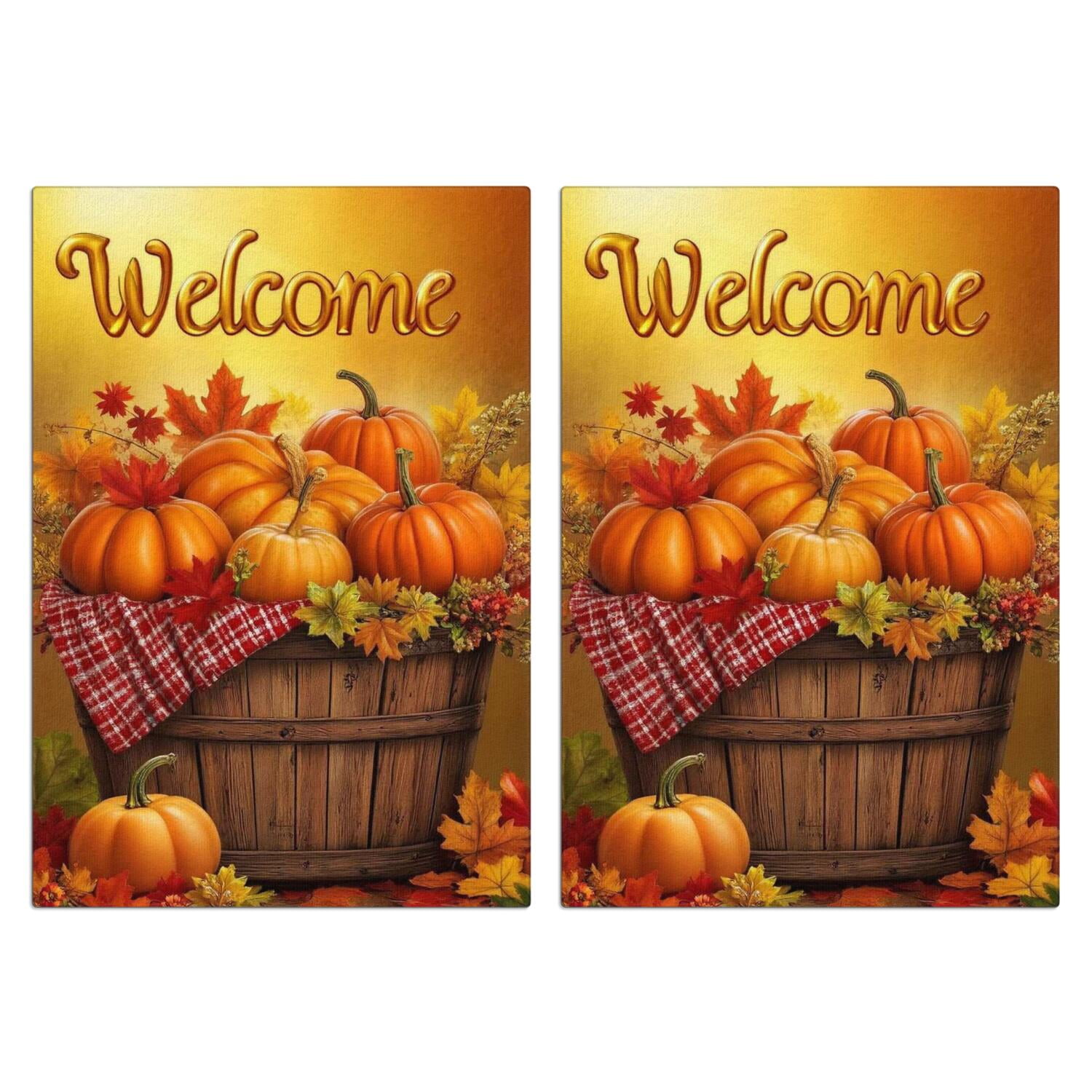 2 Pcs Funny Kitchen Towels,Fall Pumpkins and Leaves Microfiber Dish ...