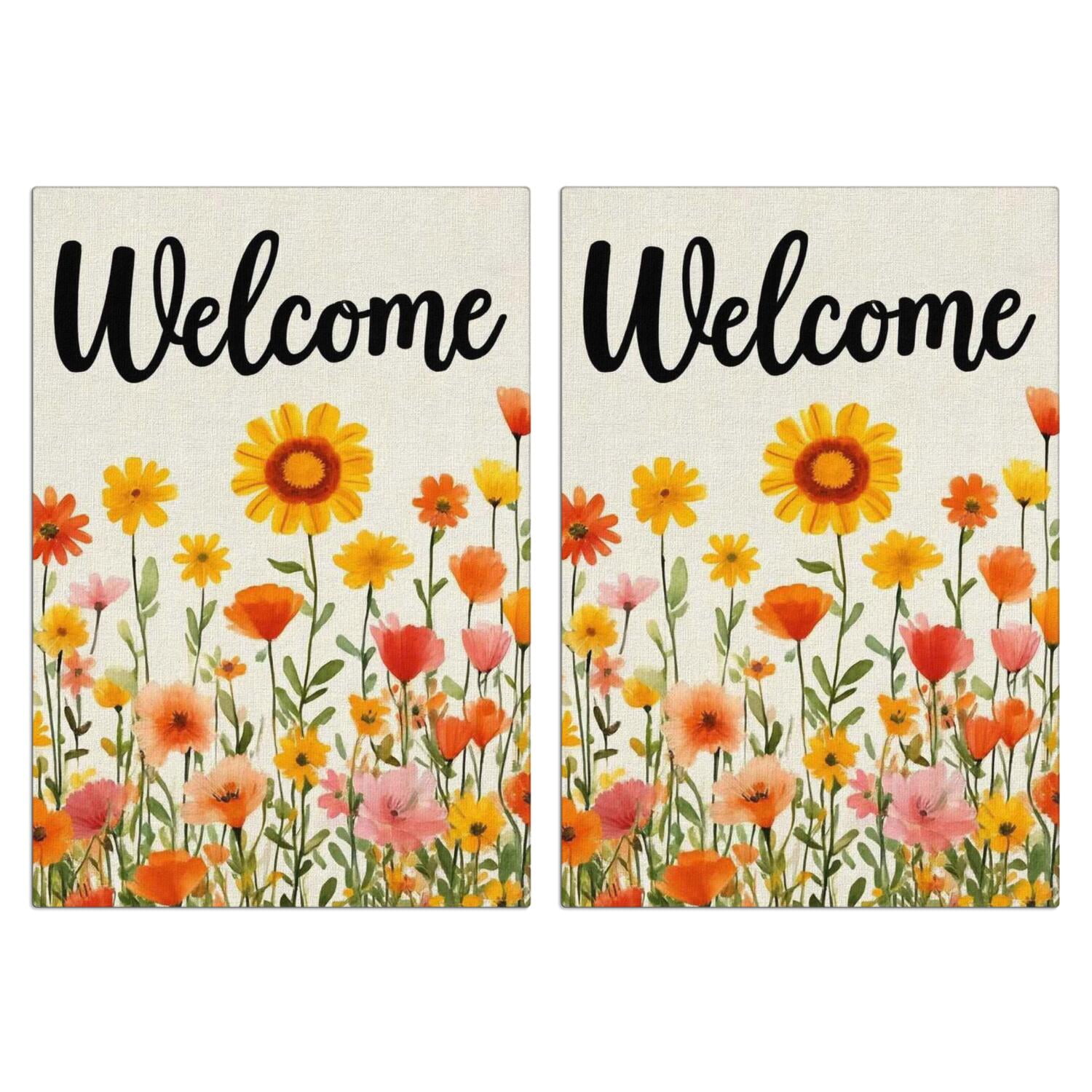 2 Pcs Funny Kitchen Towels,Fall Welcome Flowers Microfiber Dish Towels ...